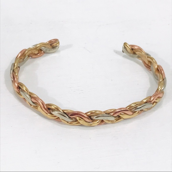 Unknown | Jewelry | Braided Cuff Bracelet Gold Silver Copper | Poshmark